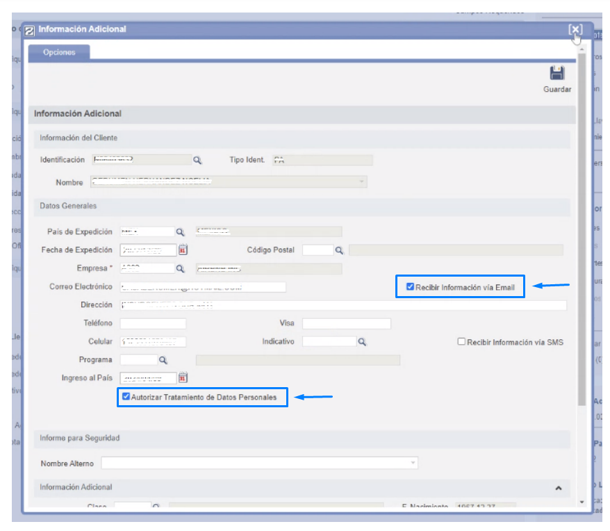 Proceso de autorización de envío de datos en PMS Zeus